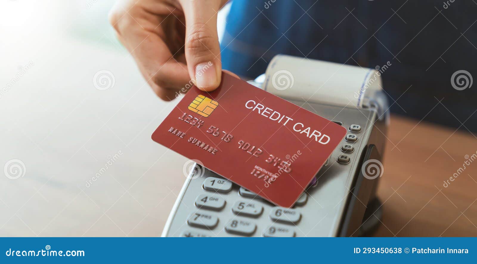 Customers Using Credit Card Touch on Card Swipe Machine for To Pay, NFC ...
