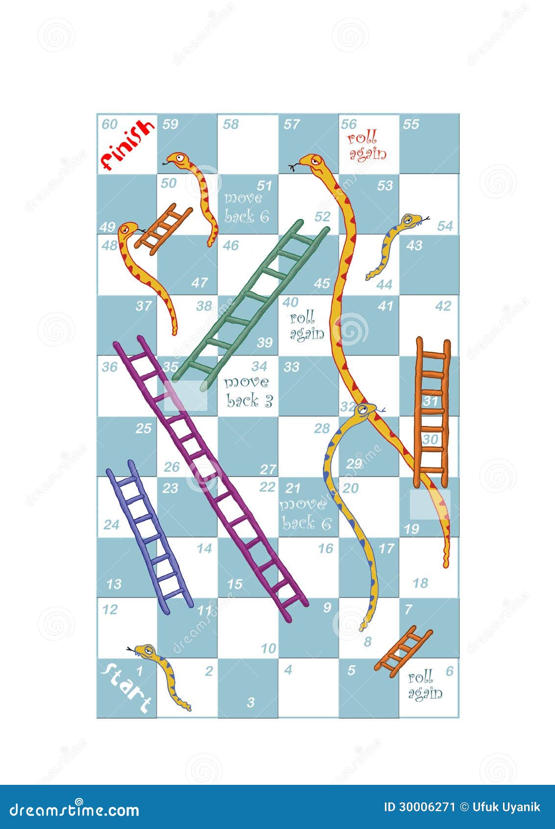 Snakes And Ladders Game On Grid Paper Cartoon Vector | CartoonDealer ...