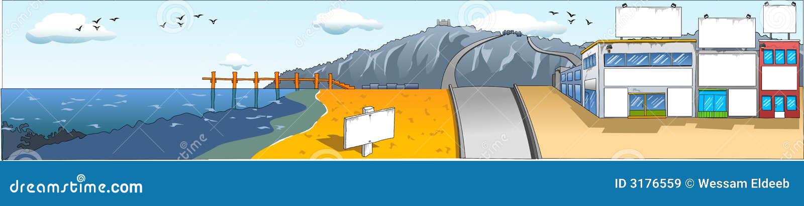 Sea Shore Boardwalk Cartoon Stock Illustrations – 31 Sea Shore ...