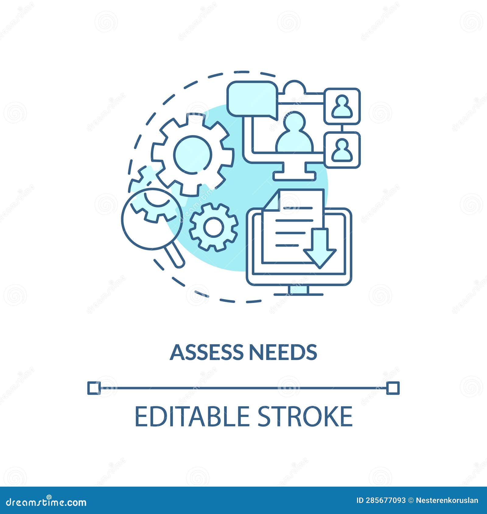 Customizable Assess Needs Blue Linear Icon Concept Stock Vector ... Customizable Assess Needs Blue Linear Icon Concept Stock Vector ...