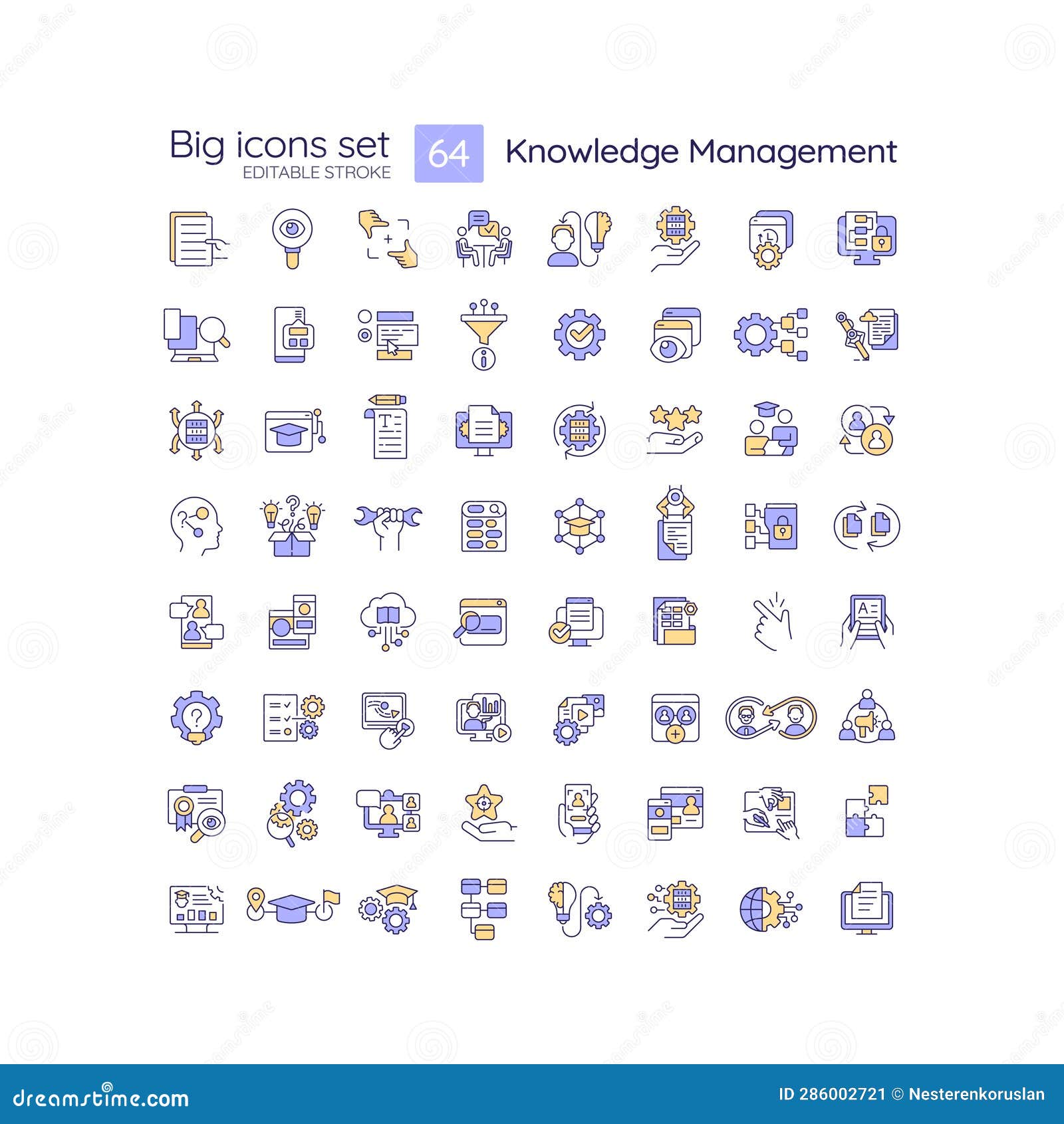 Customizable Big Icon Set for Knowledge Management Stock Illustration ...
