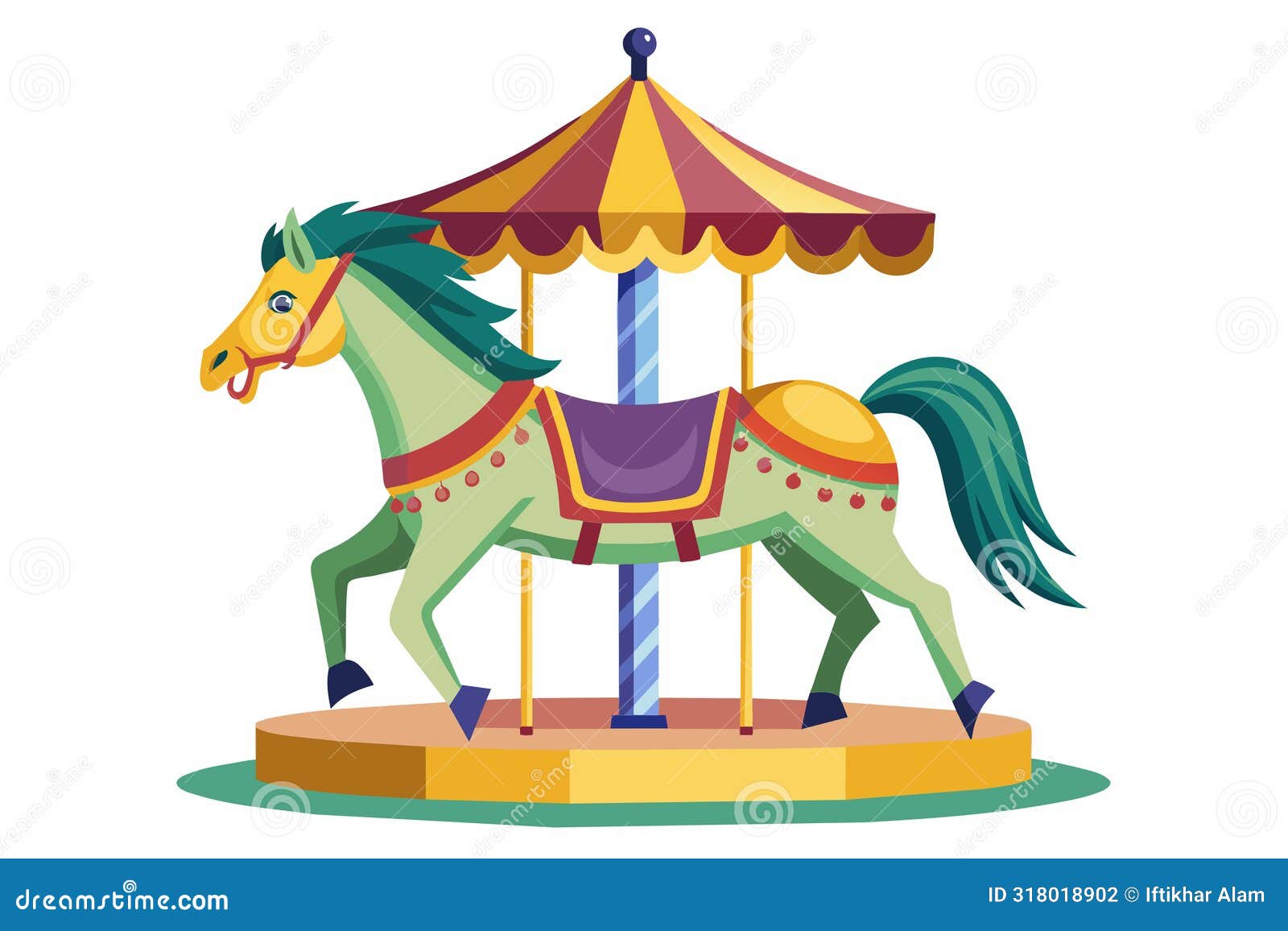 A Customizable Carousel Horse With Disproportionate Features On A Plain ...