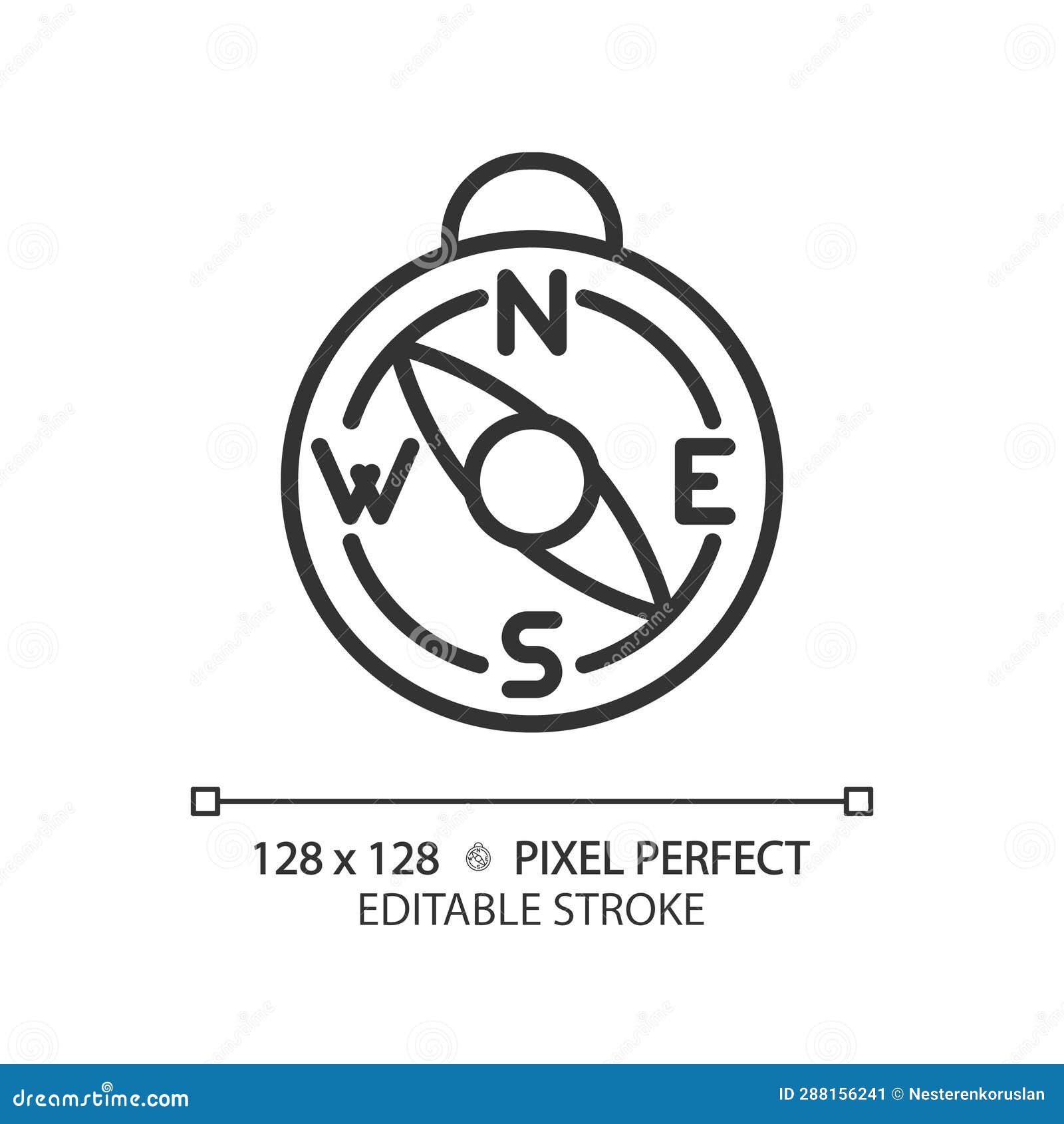 Customizable Compass Simple Thin Linear Black Icon Stock Vector ...