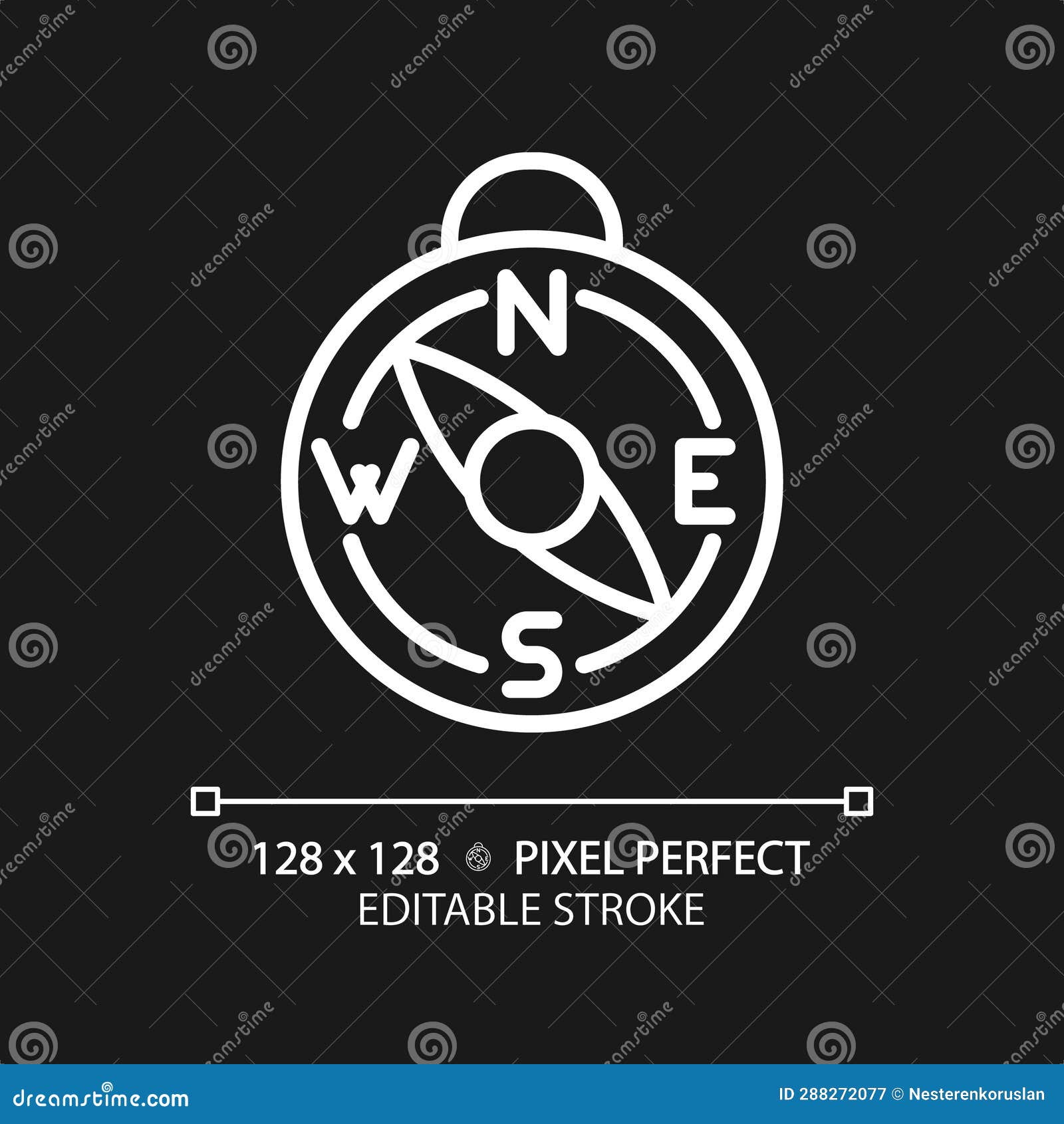 Customizable Compass White Thin Linear Icon Stock Vector - Illustration ...