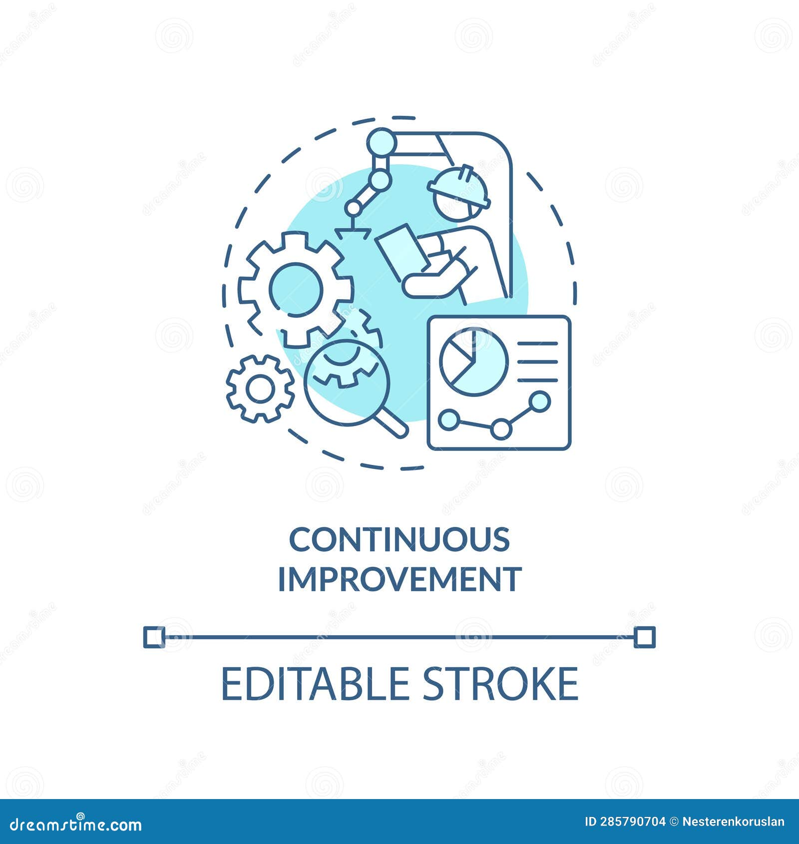 Customizable Continuous Improvement Line Icon Concept Stock Vector ...