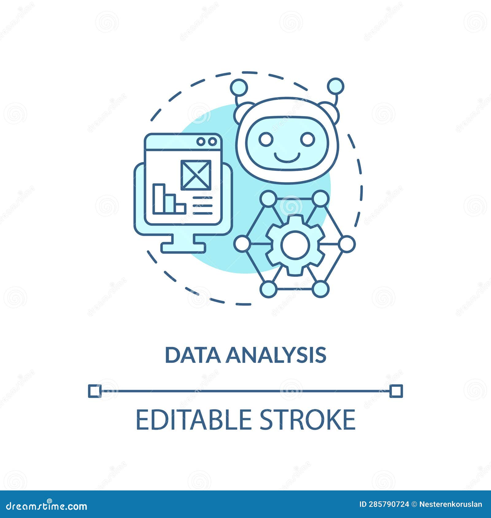 Customizable Data Analysis Line Icon Concept Stock Illustration ...