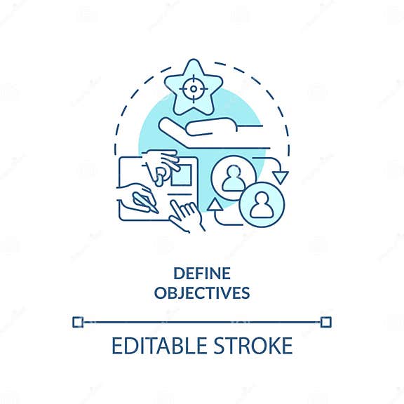Customizable Define Objectives Blue Linear Icon Concept Stock Vector ...