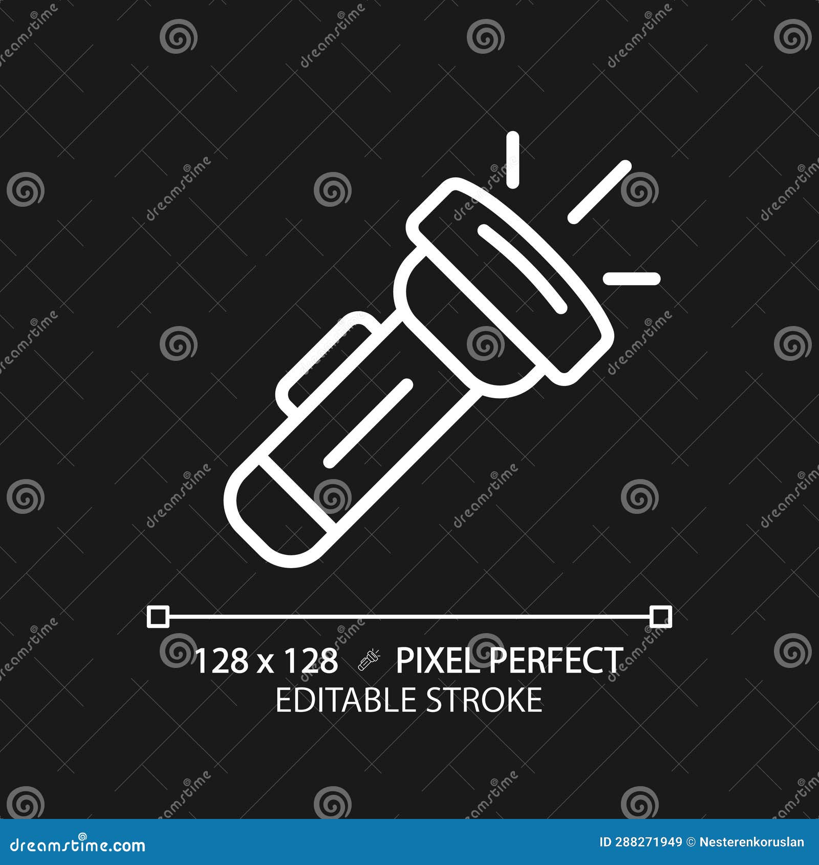 Customizable Flashlight White Thin Linear Icon Stock Vector ...