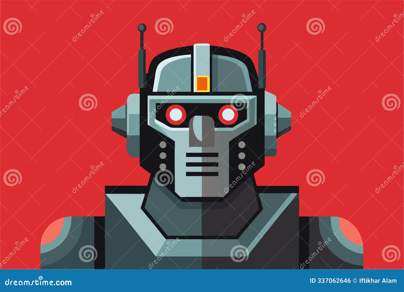 A Customizable Flat Illustration Showcases a Robot Face with Mechanical ...