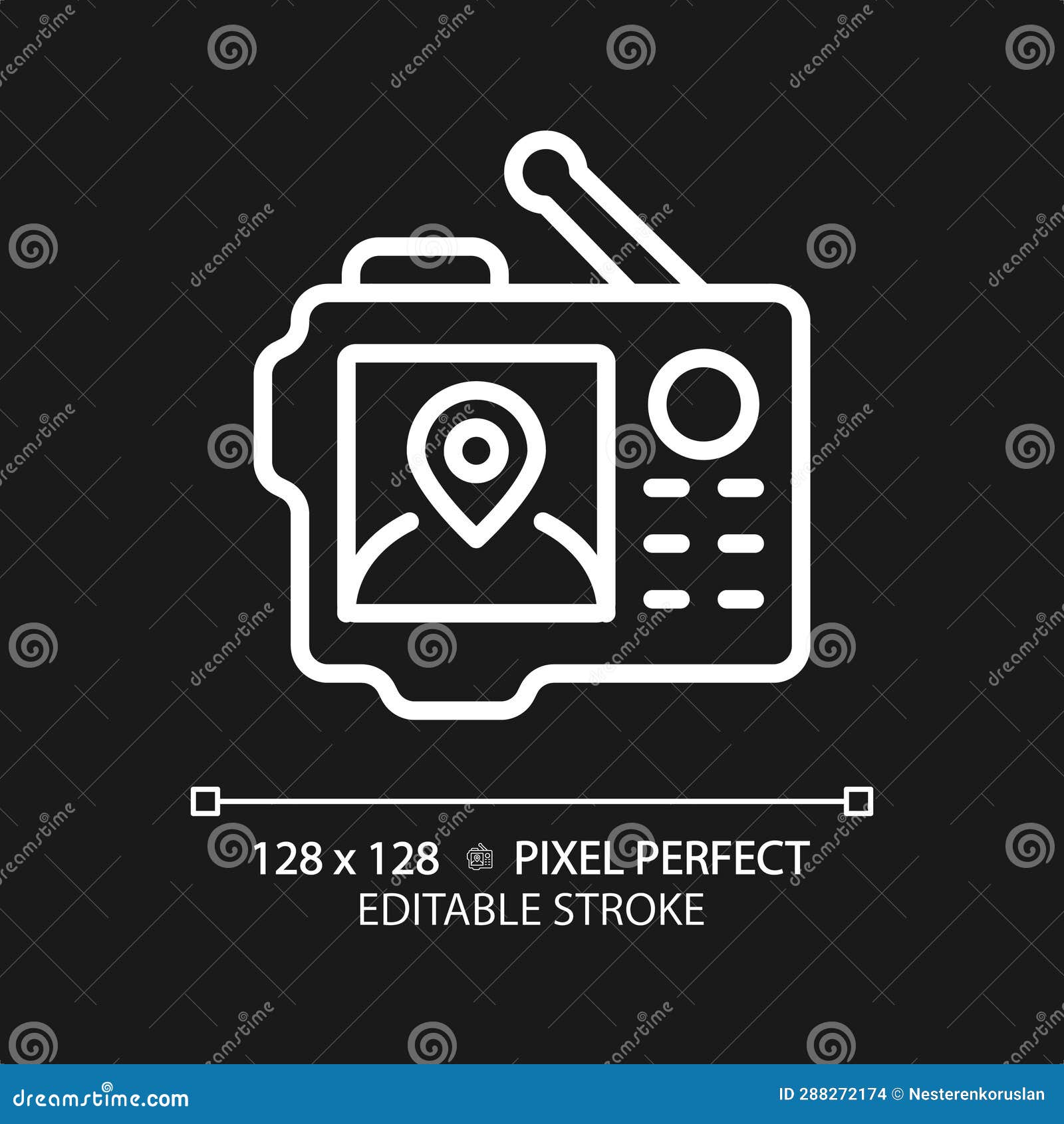 Customizable GPS White Thin Linear Icon Stock Vector - Illustration of ...