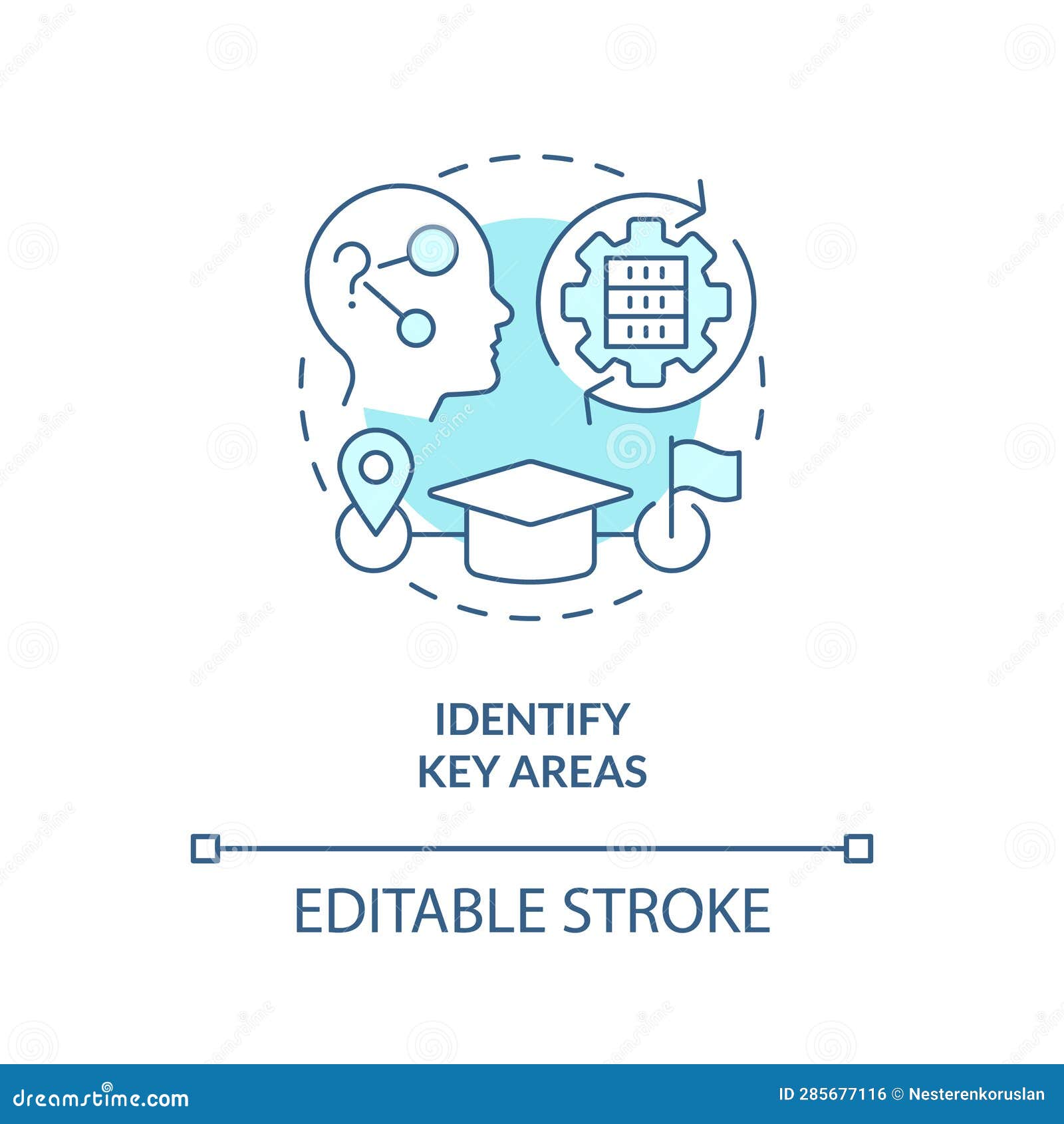 Customizable Identify Key Areas Blue Linear Icon Concept Stock Vector ...