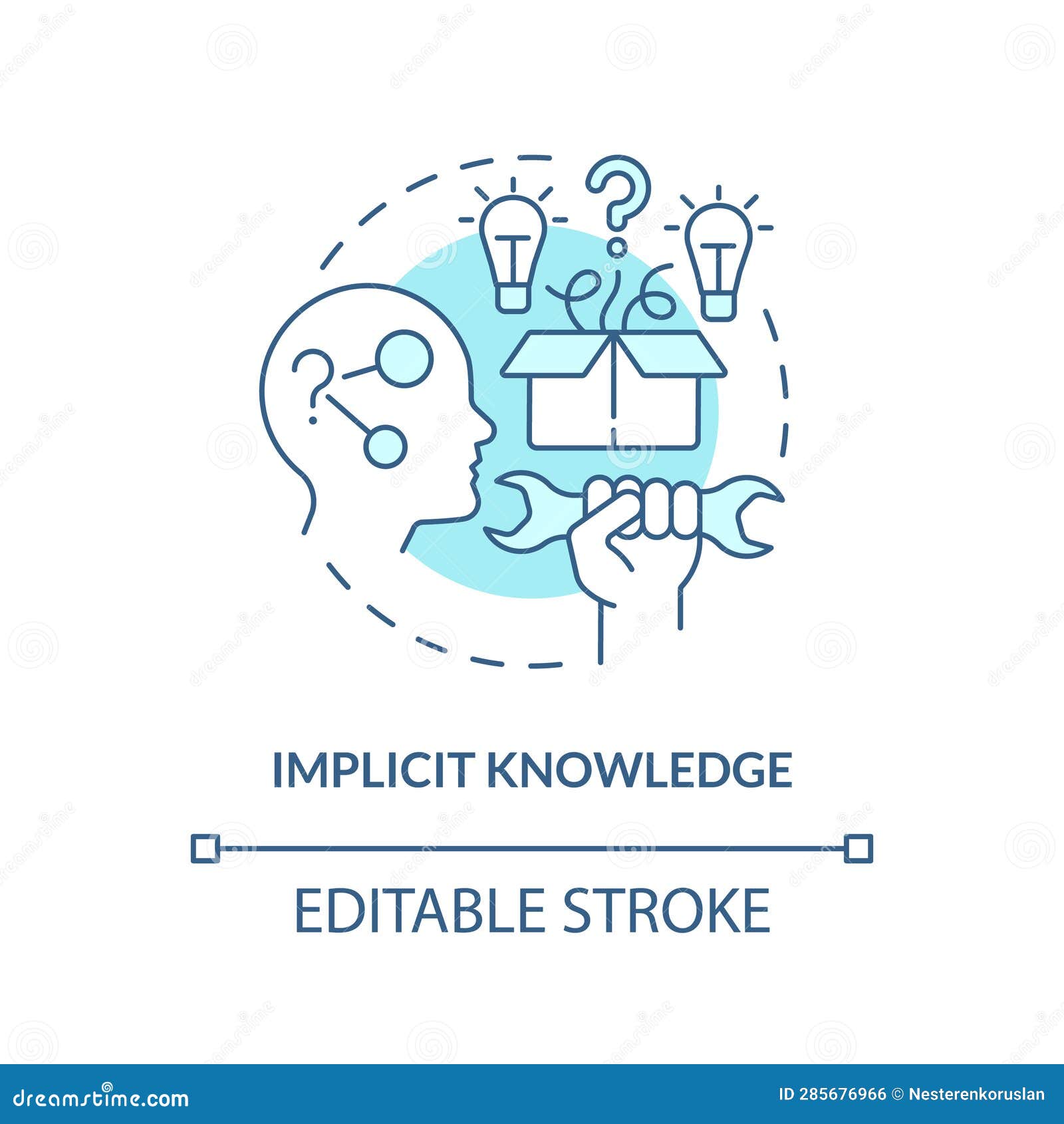 Customizable Implicit Knowledge Blue Linear Icon Concept Stock Vector ...