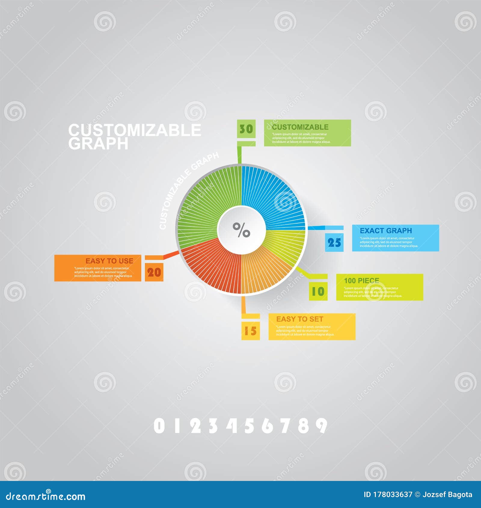 Customizable Infographic Design with Pie Chart and Labels Stock Vector ...