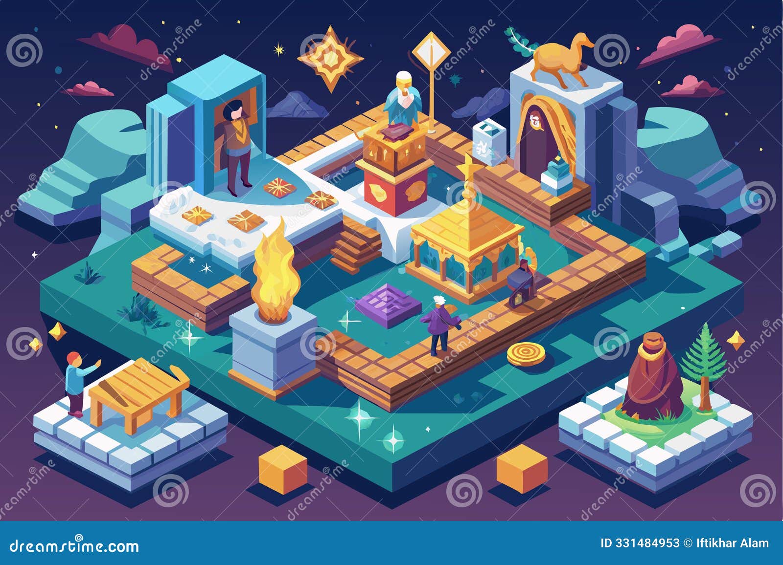 Customizable Isometric Illustration Depicts Characters Interacting with ...