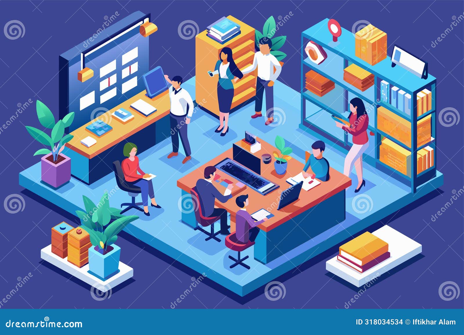 A Customizable Isometric Illustration Showing a Group of Individuals ...