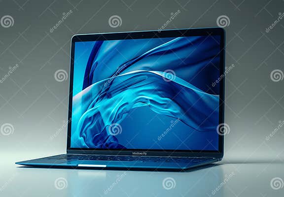 Customizable Laptop Mockup with Blue Screen for Design Projects Stock ...