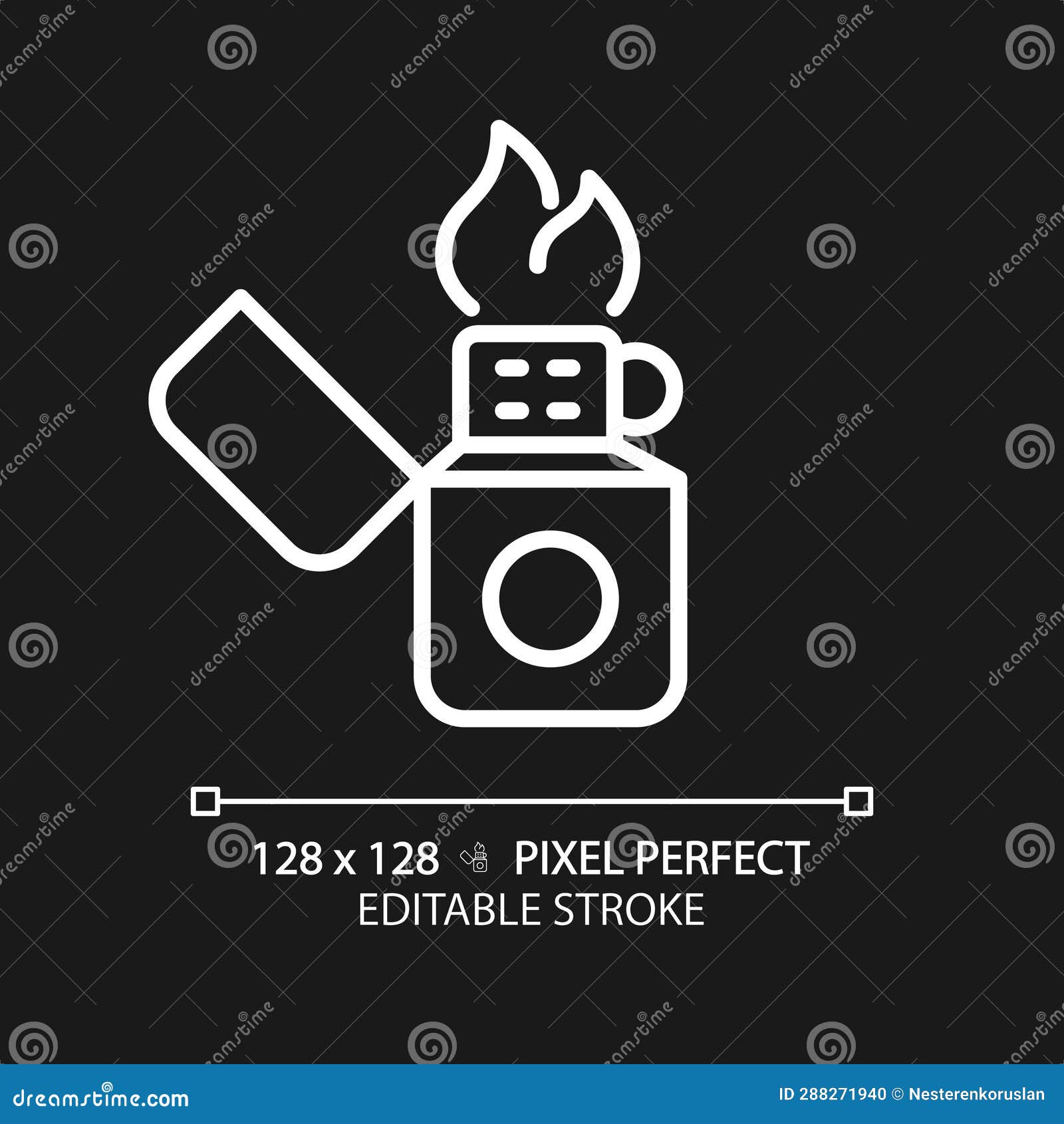 Customizable Lighter White Thin Linear Icon Stock Vector - Illustration ...
