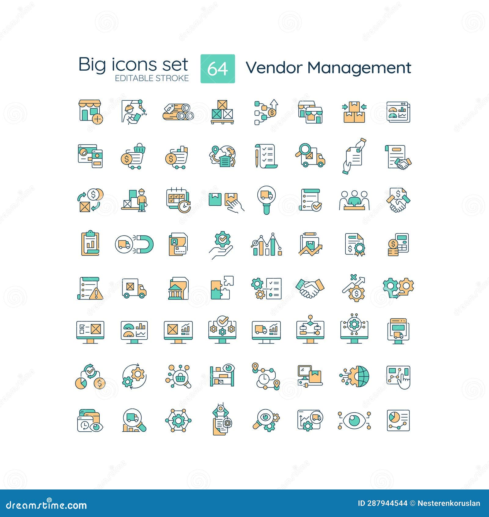 Customizable Multicolor Big Icon Set for Vendor Management Stock Vector ...