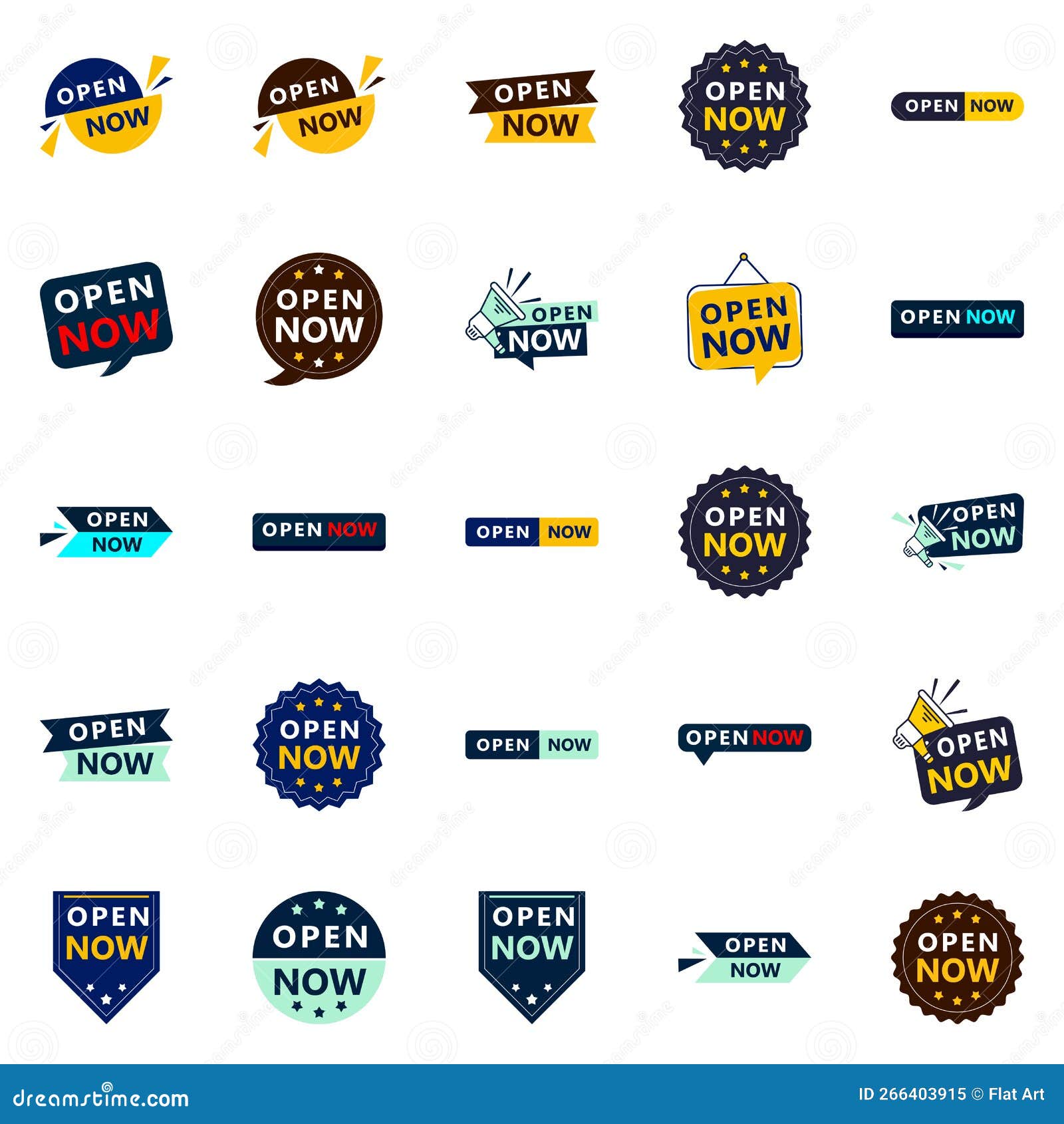 Customizable Open Now Sign Pack 25 Designs Stock Vector - Illustration ...
