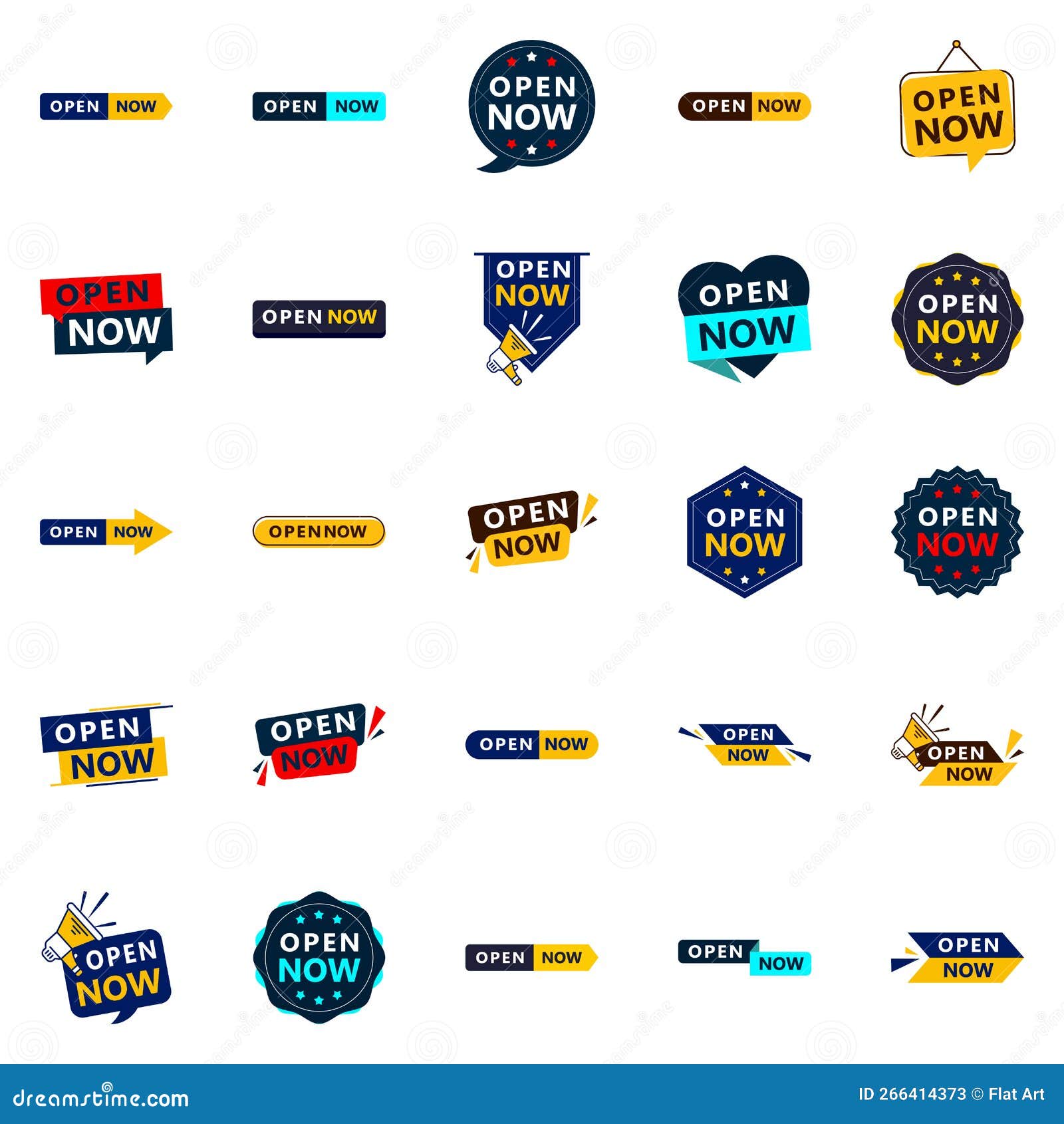 Customizable Open Now Sign Pack 25 Designs Stock Vector - Illustration ...