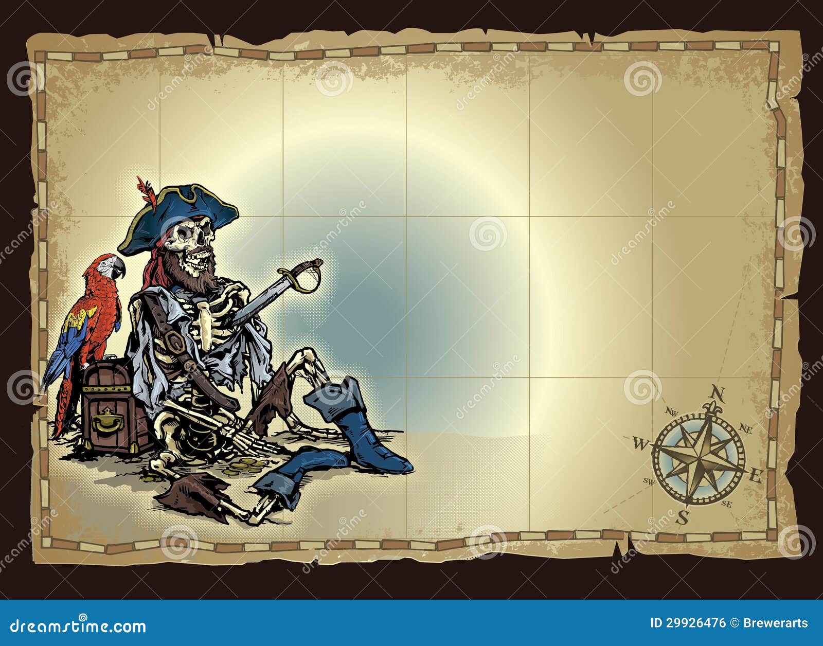 Pirate Skeleton Cartoon Vector Illustration | CartoonDealer.com #72041228
