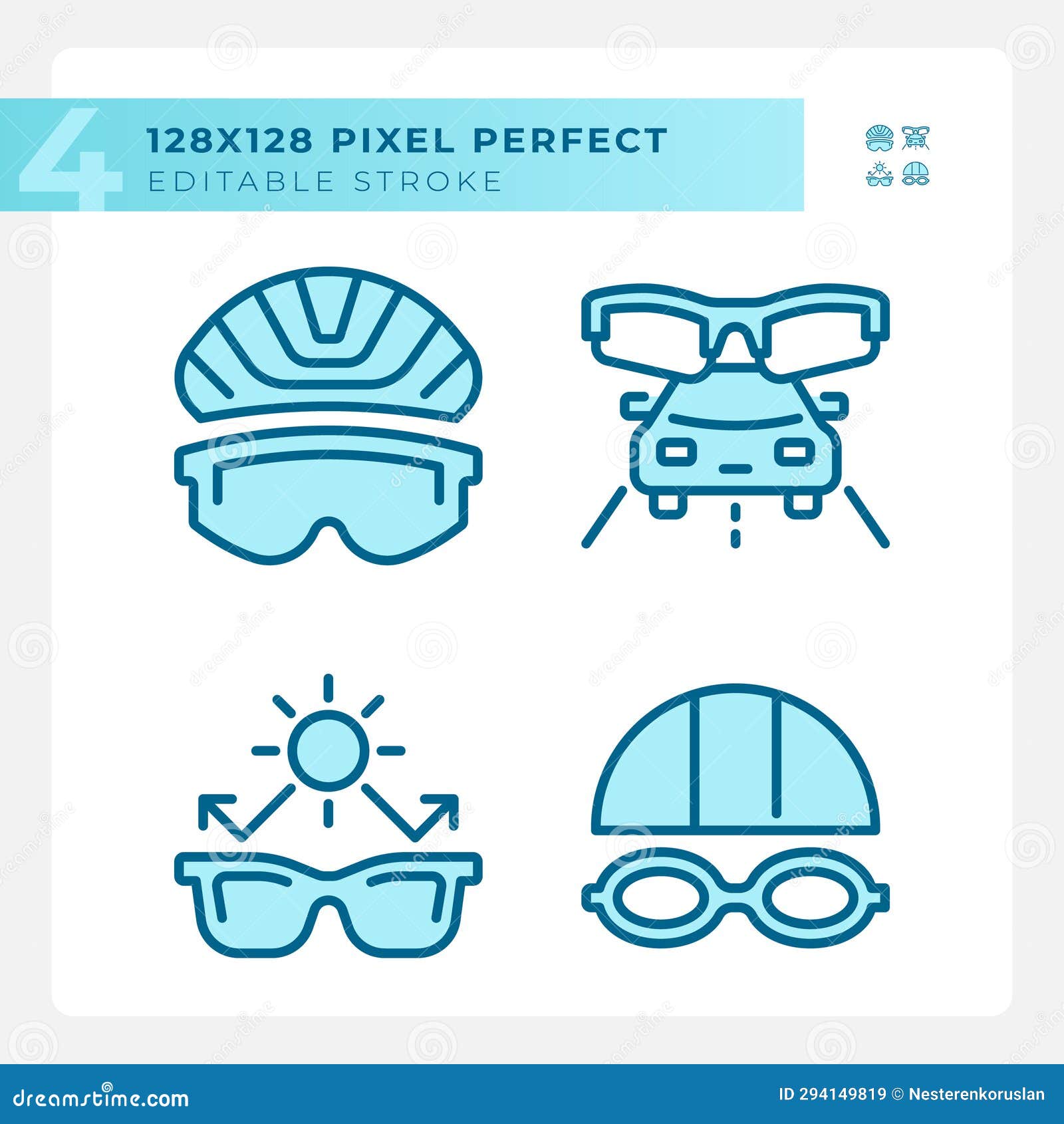 Customizable Pixel Perfect Blue Eye Care Icons Set Stock Vector ...