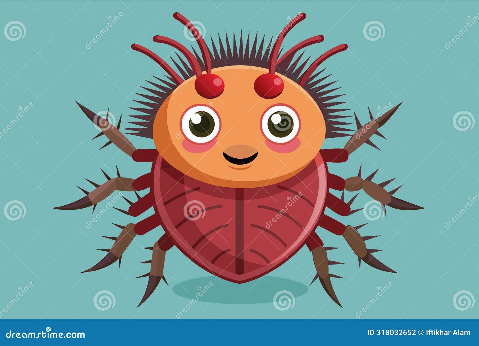 A Customizable Semi Flat Illustration of a Bug with Spikes Protruding ...
