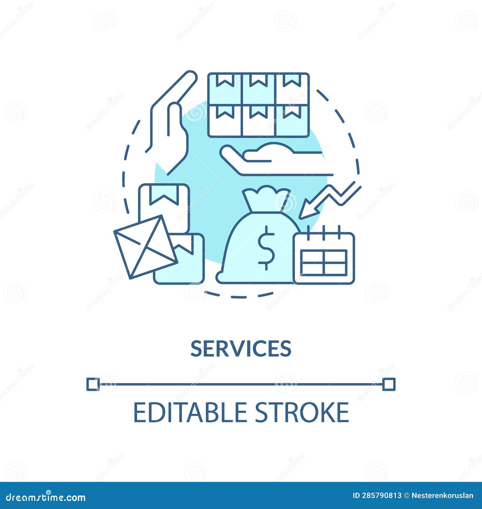 Customizable Services Line Icon Concept Stock Vector - Illustration of ...