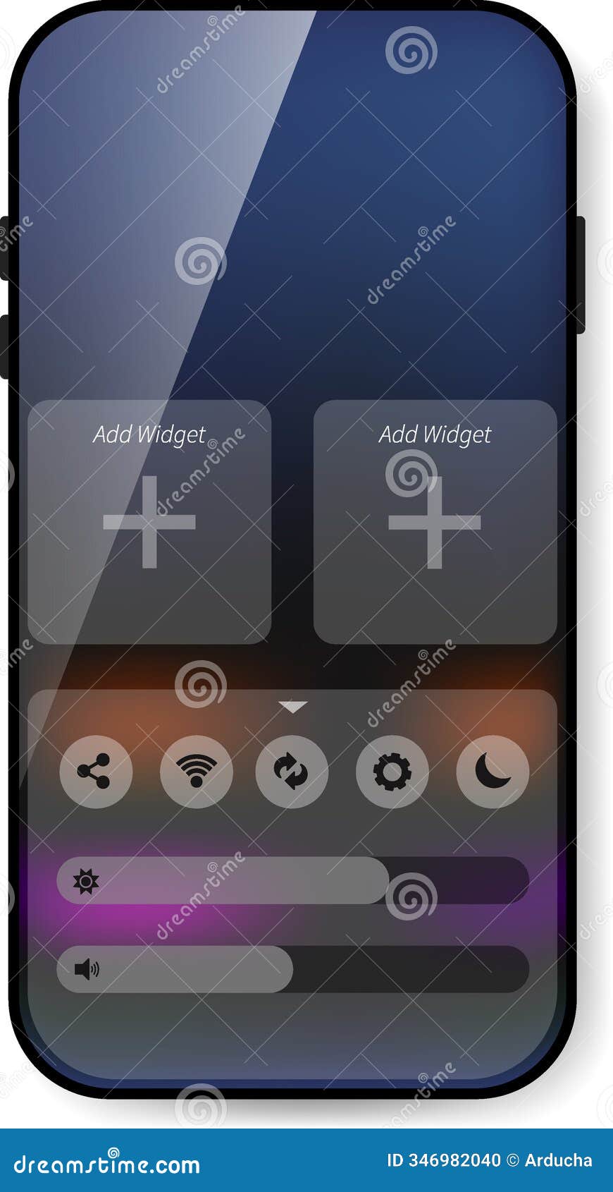 Customizable Smartphone Interface with Dark Theme and Dynamic Widgets Stock Vector ...