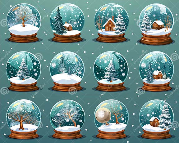 Customizable Snow Globe Collection with Filled and Empty Globes on ...
