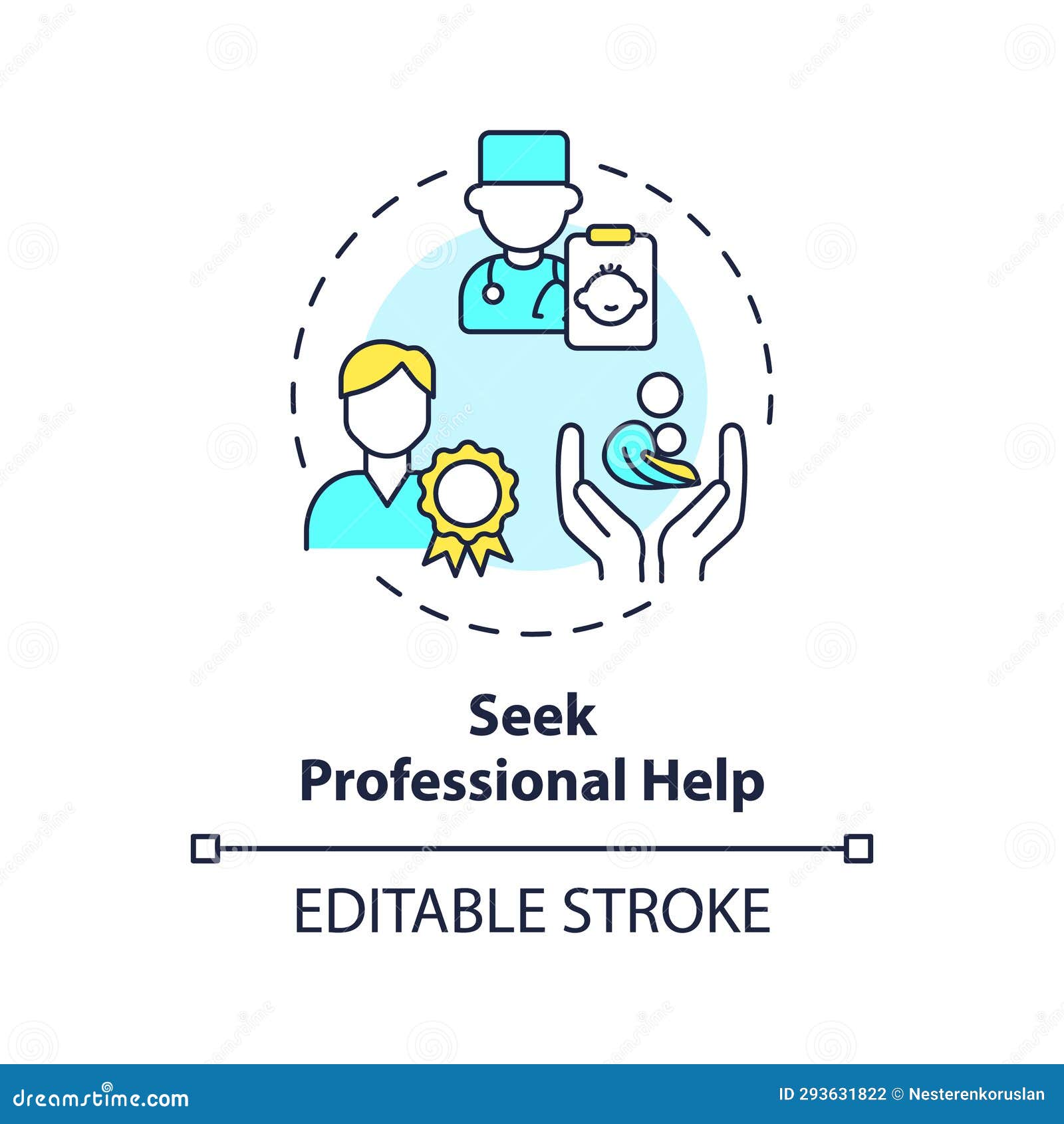 Customizable Thin Line Icon Seek Professional Help Concept Stock Vector ...