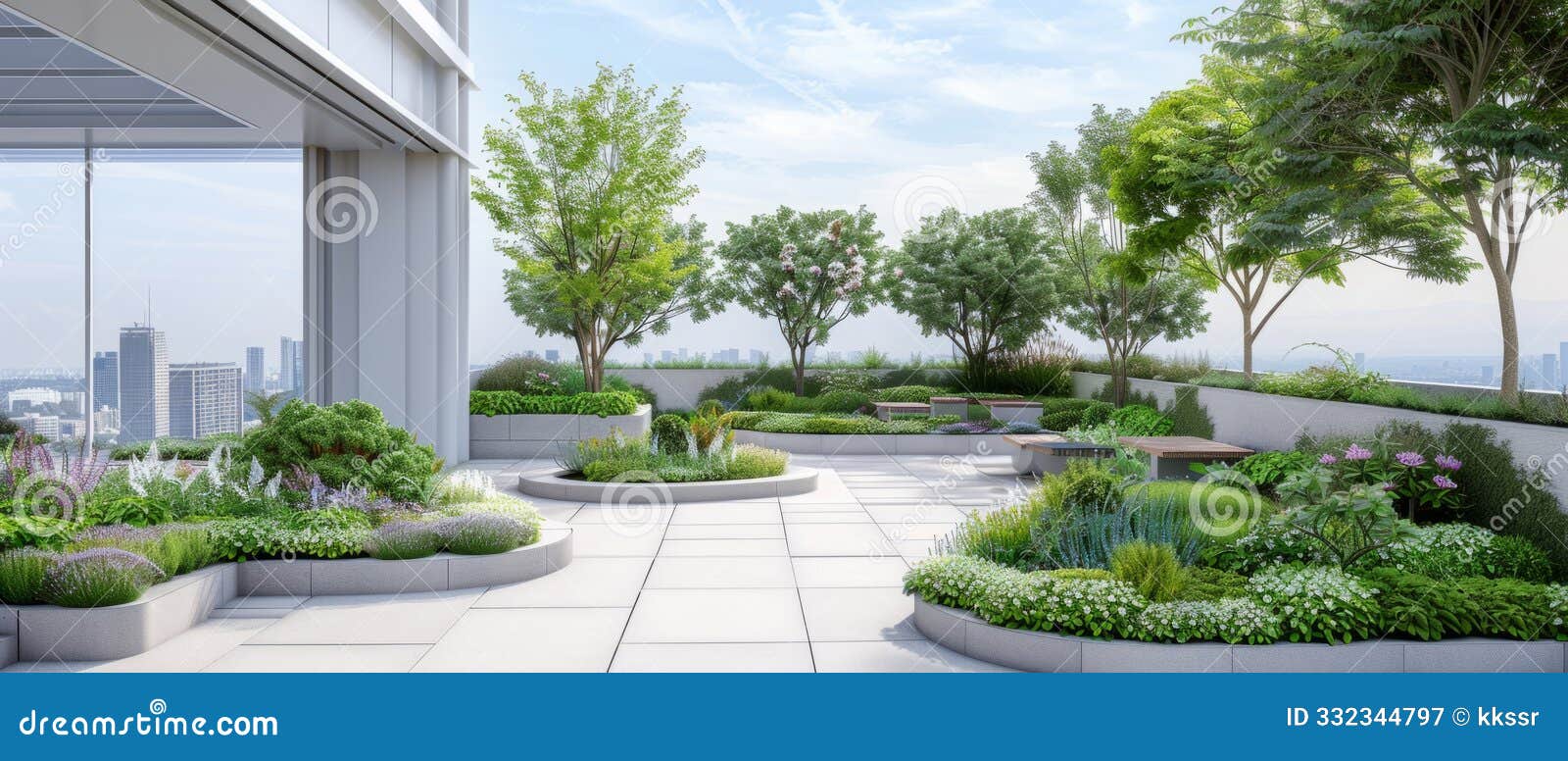 Customizable Urban Oasis With Greenery, Pathways, And Seating For Urban ...