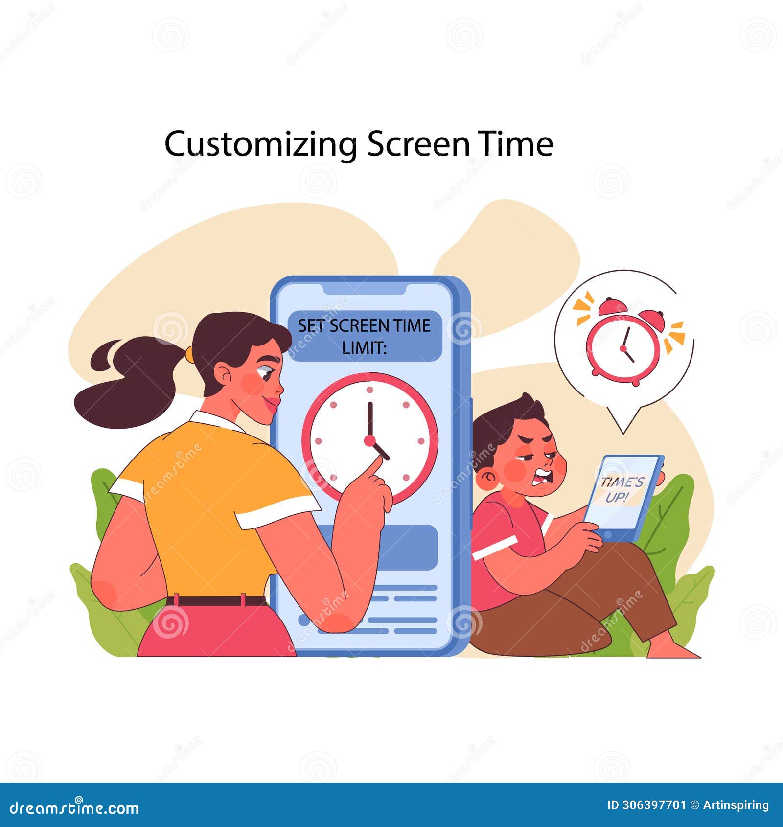 Customizing Screen Time Concept. Flat Vector Illustration ...