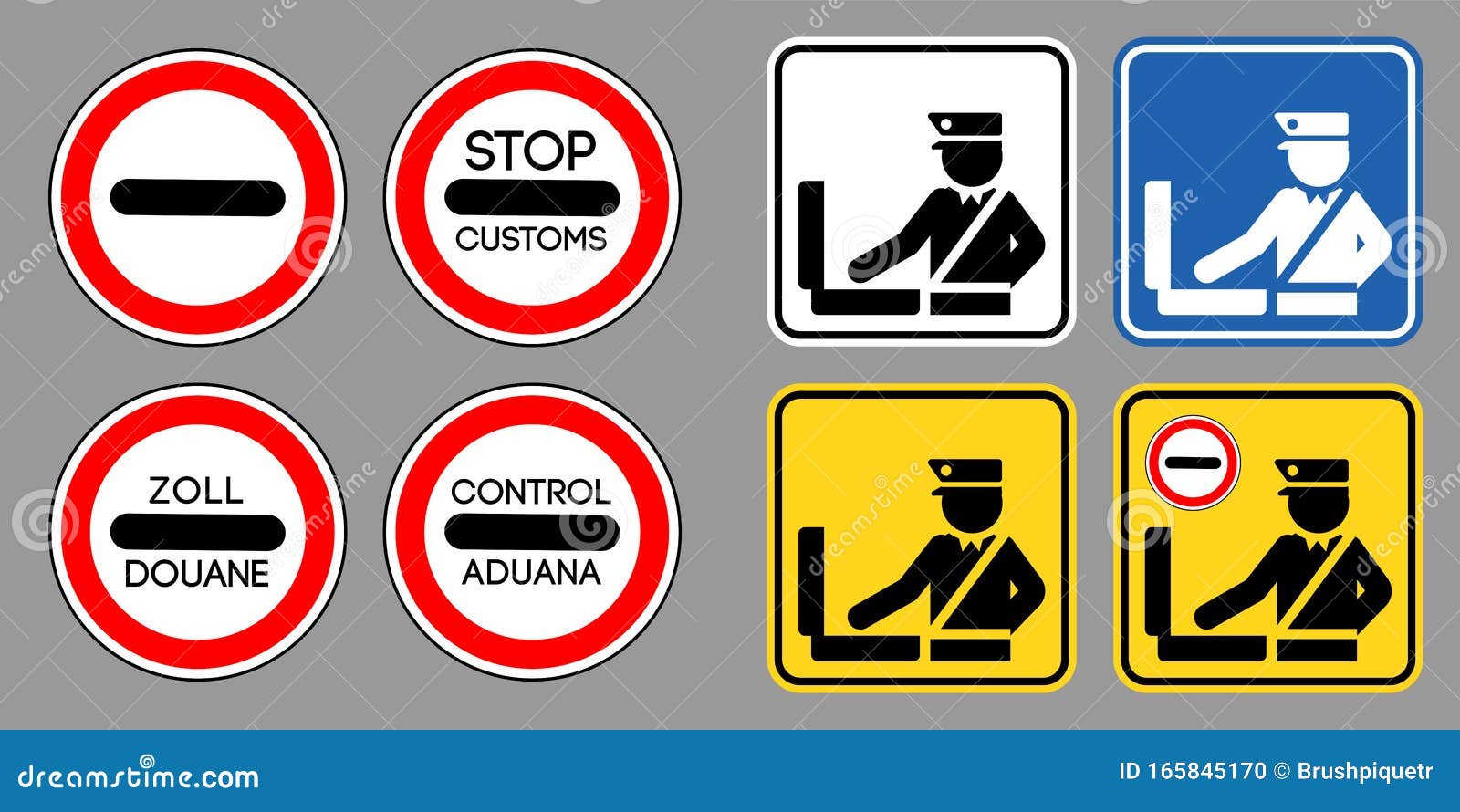 Customs and boundary icons stock vector. Illustration of people - 165845170