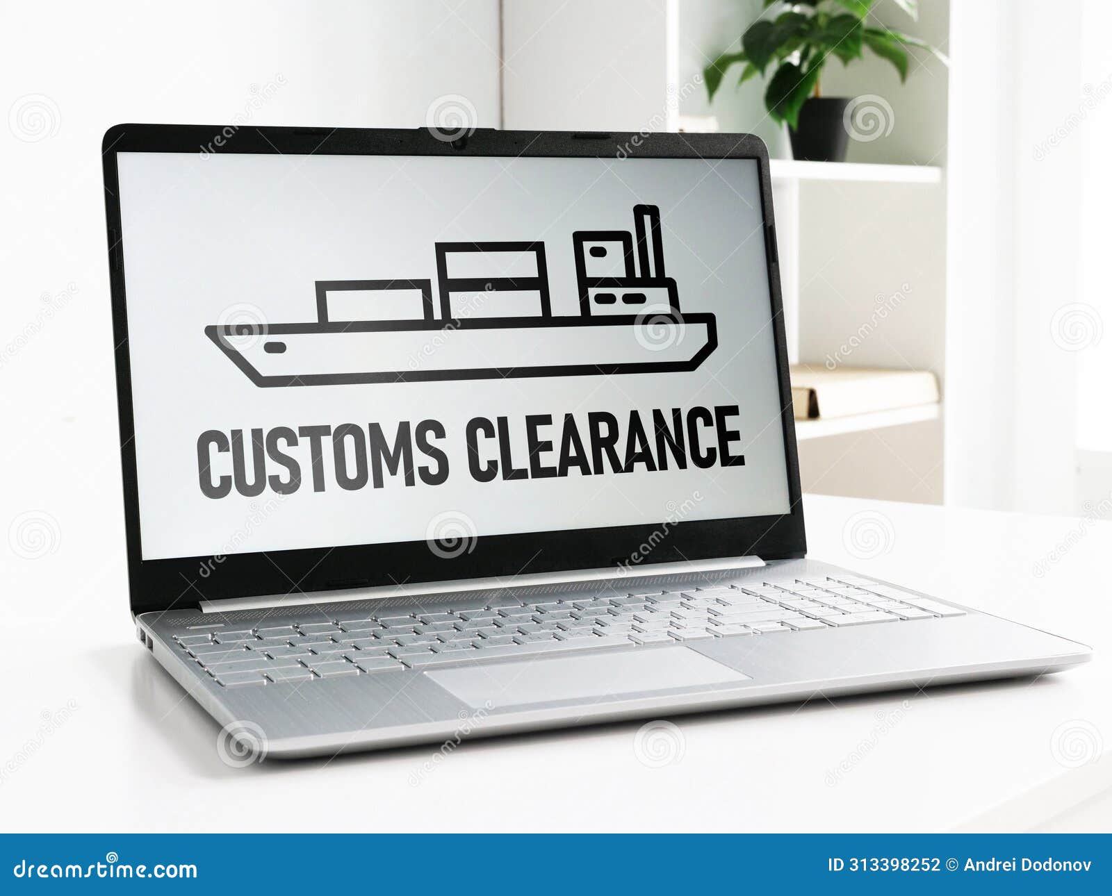 Customs Clearance with Cargo Ship Carrying Container Stock Photo ...