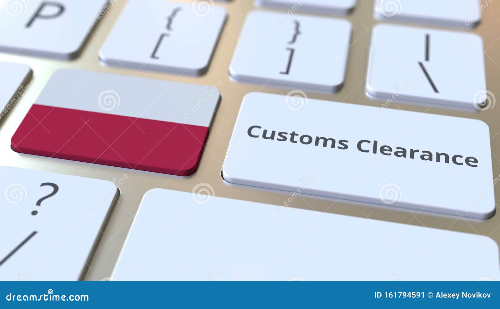 CUSTOMS CLEARANCE Text and Flag of Poland on the Computer Keyboard ...