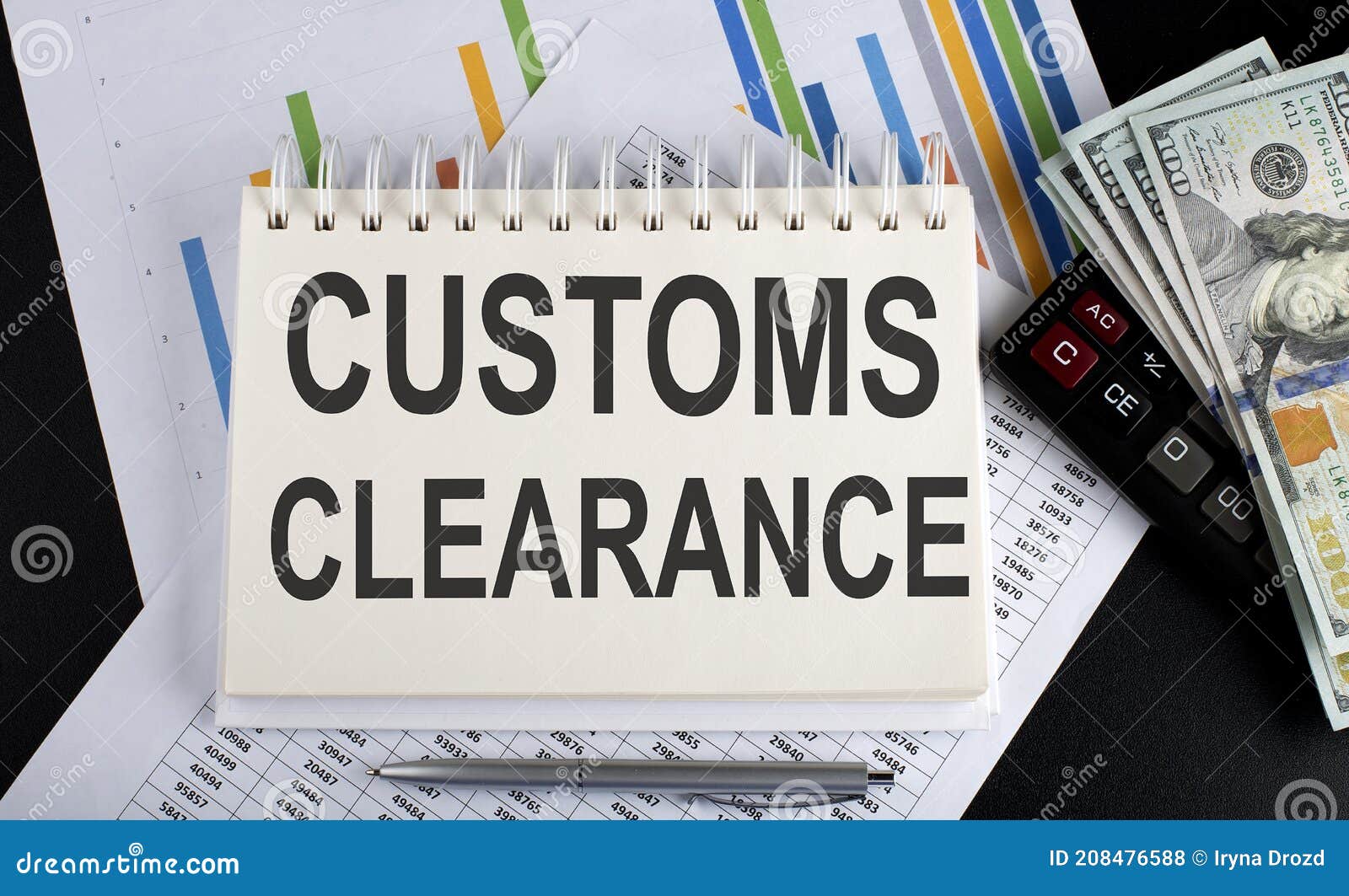Customs Clearance Text Written on a Notebook with Chart,calculator and ...