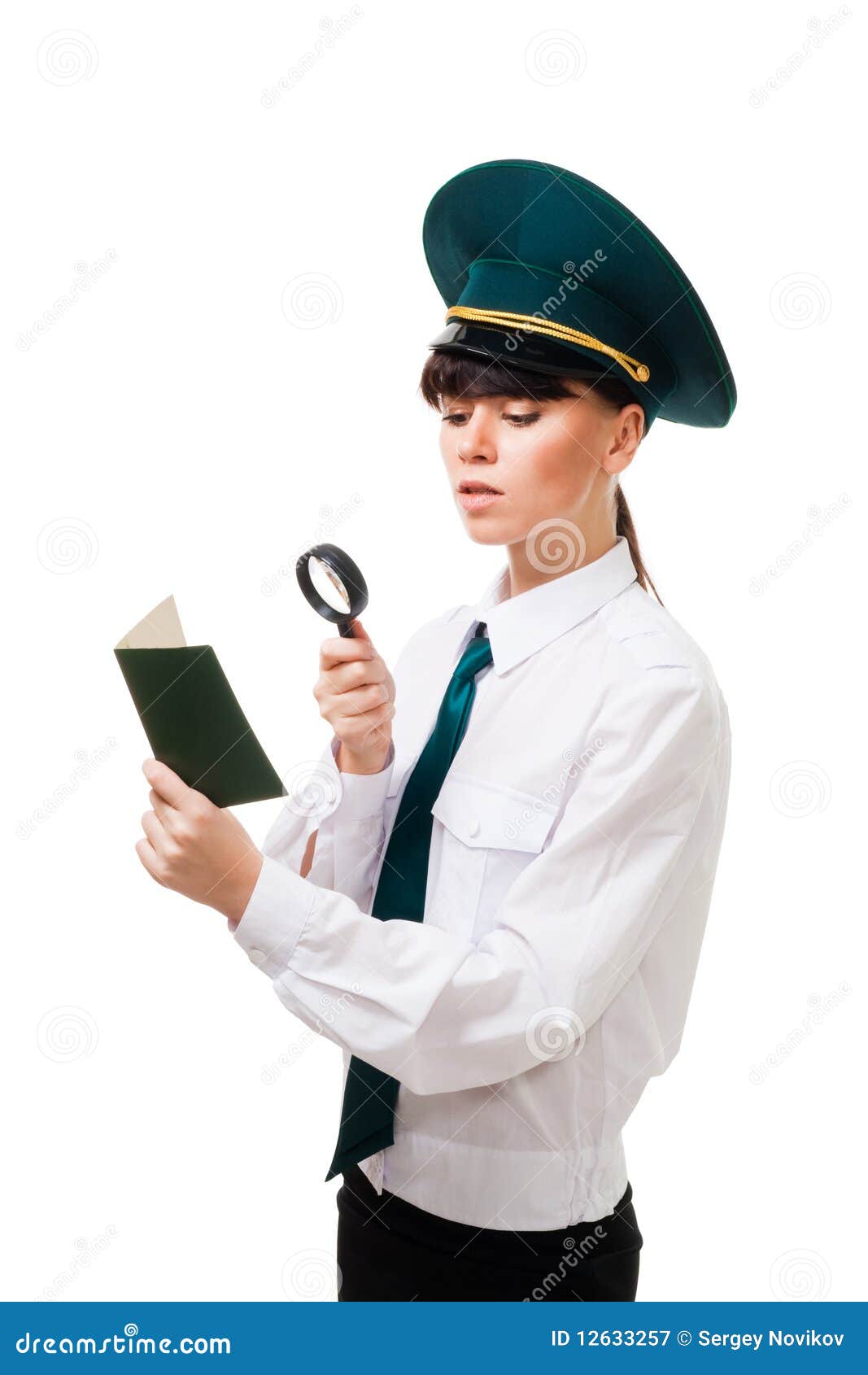 Customs Control Worker Carefully Check Documents Stock Image - Image of ...