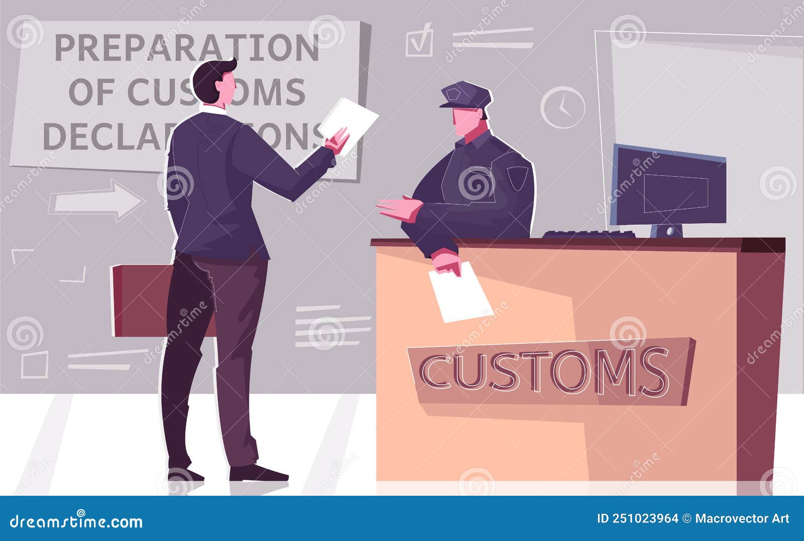 Customs Declaration Flat Composition Stock Vector - Illustration of ...