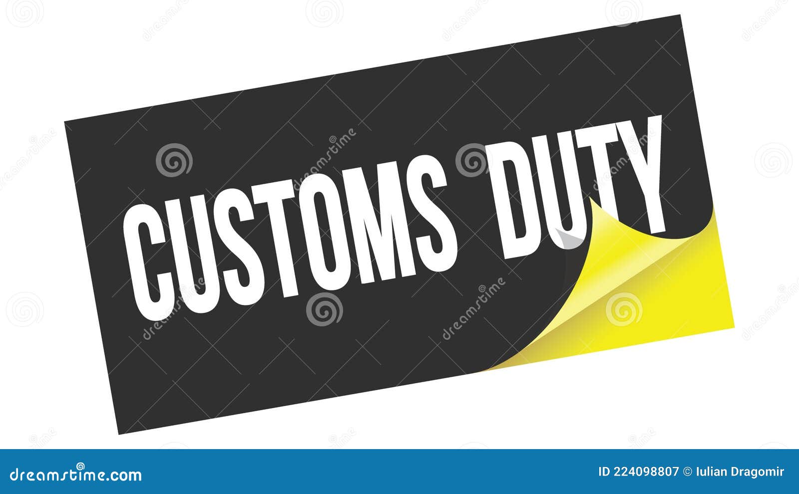 CUSTOMS DUTY Text on Black Yellow Sticker Stamp Stock Illustration ...