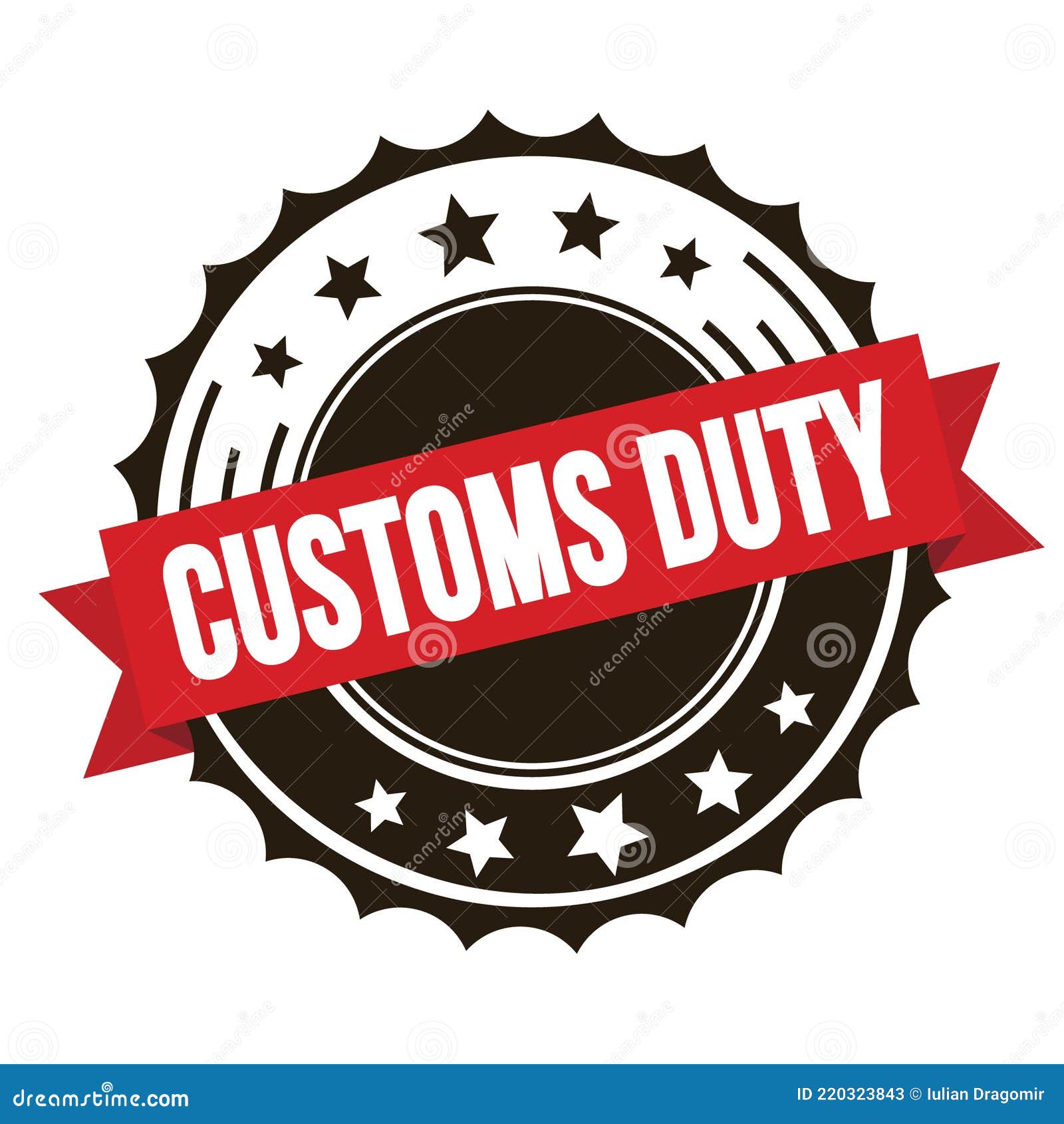 CUSTOMS DUTY Text on Red Brown Ribbon Stamp Stock Illustration ...