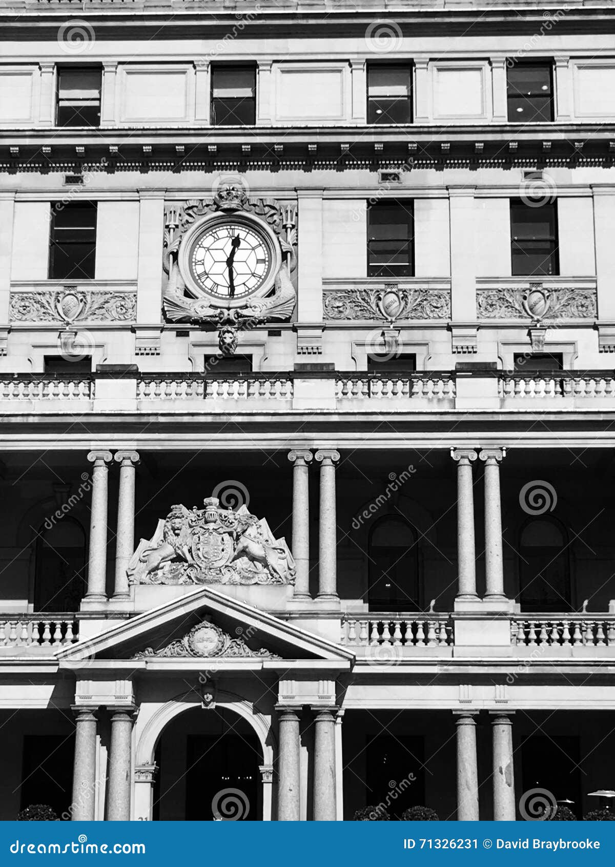 Ornate Stone Carved Building Facade Clock Face Stock Image - Image of ...
