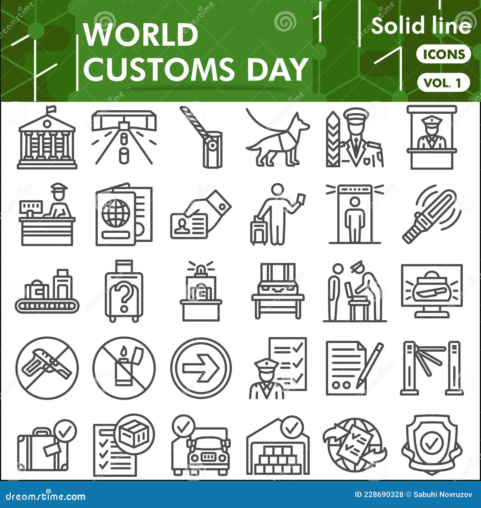 Customs Line Icon Set, Security Check Symbols Collection or Sketches ...