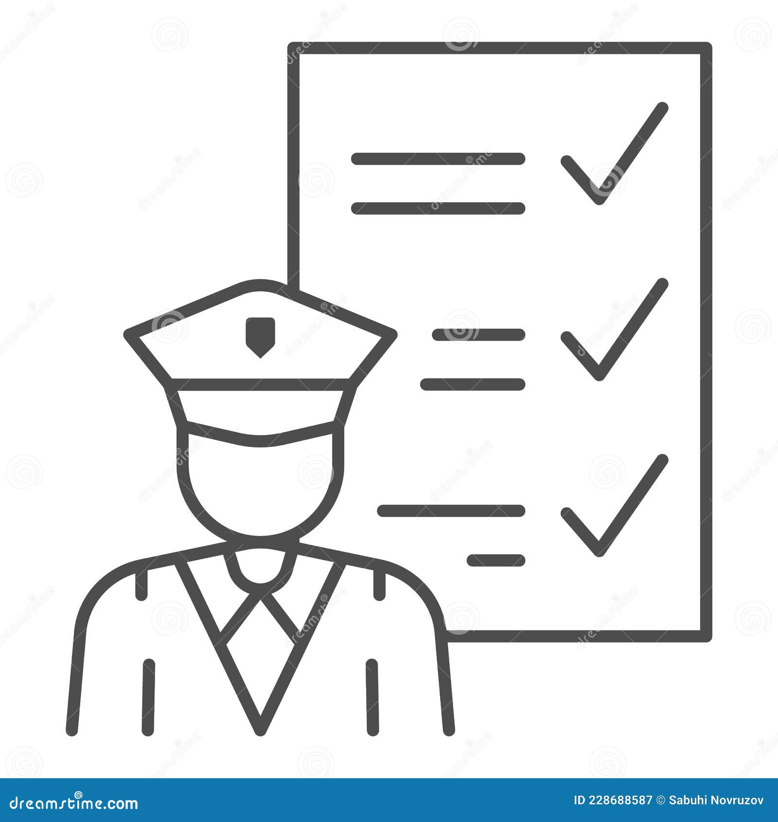 Customs Officer And Declaration Thin Line Icon, Security Check Concept ...