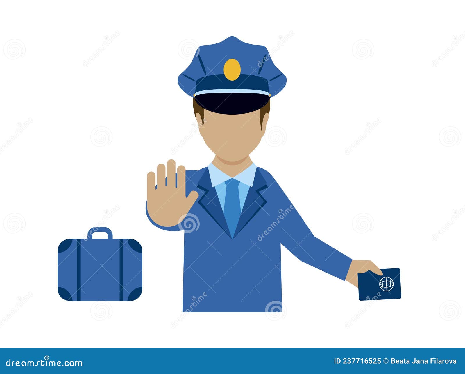 Customs Officer Man in Uniform with a Passport Icon Vector Stock Vector ...