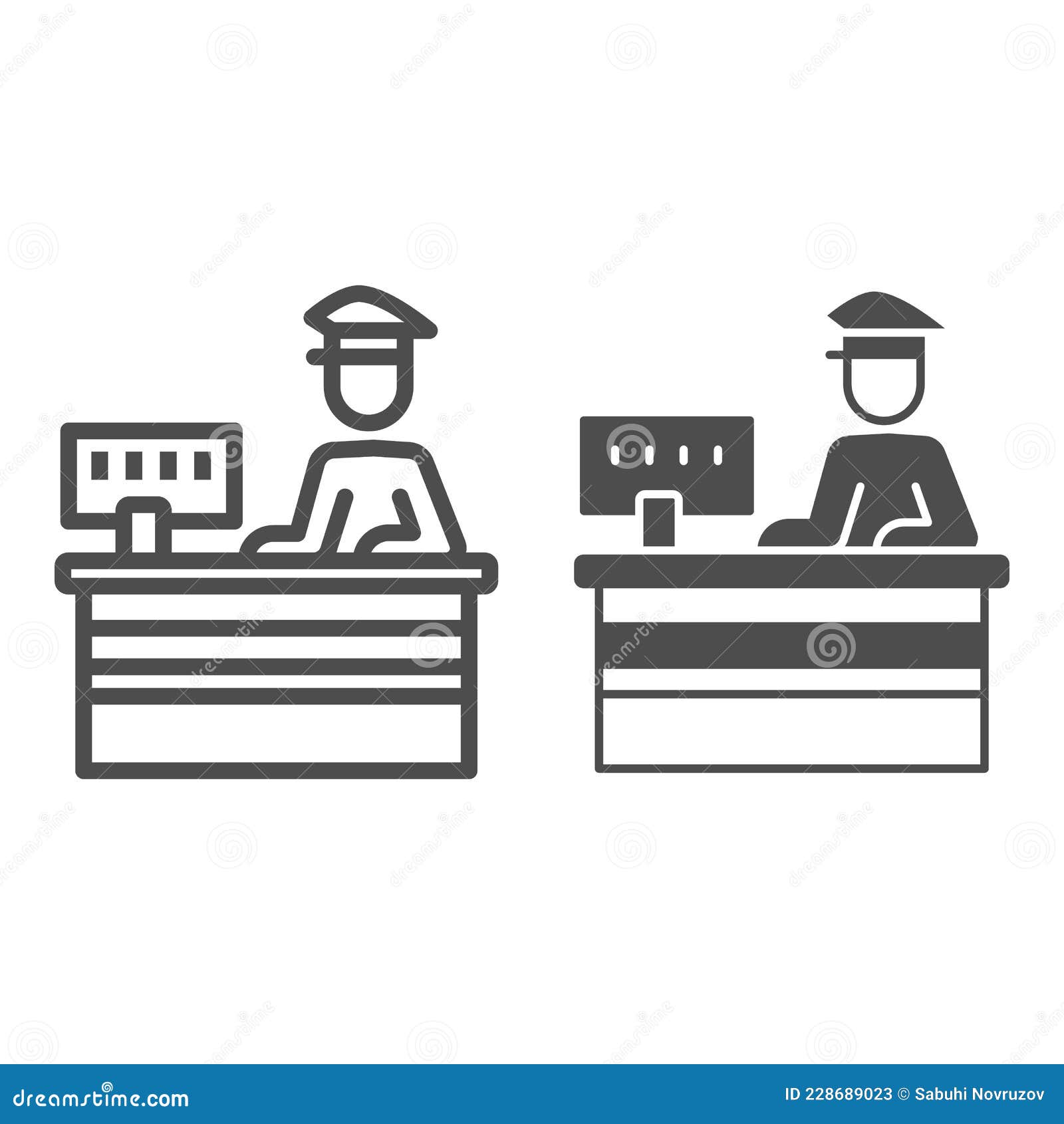 Customs Officer at Reception Line and Solid Icon, Security Check ...