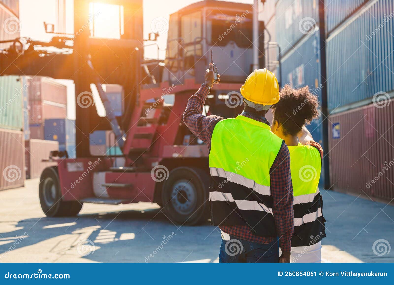 Customs Team Container Control Loading Staff Worker Working Together at ...