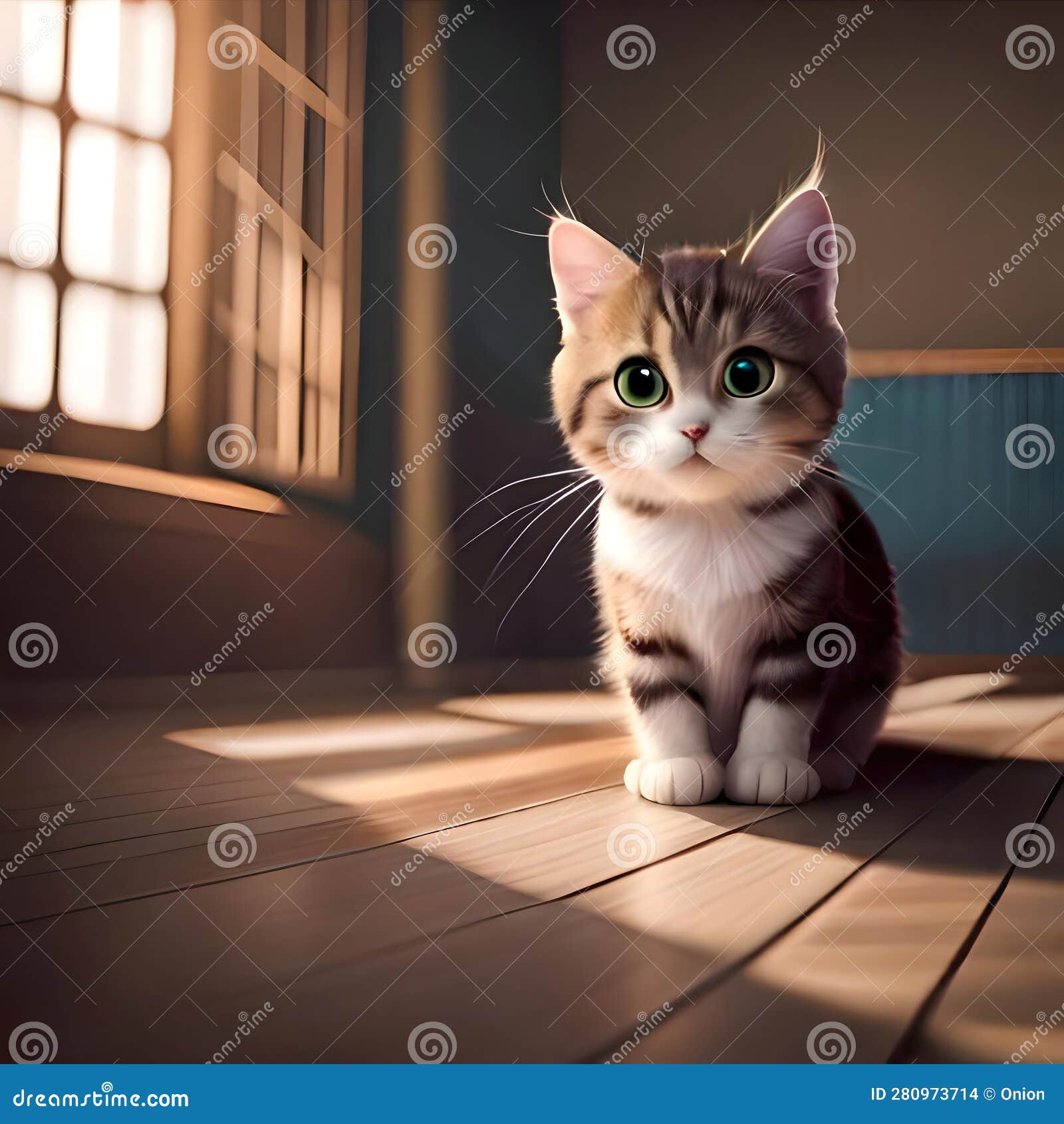 Cute And Adorable Cat Ai Generated Image Stock Illustration