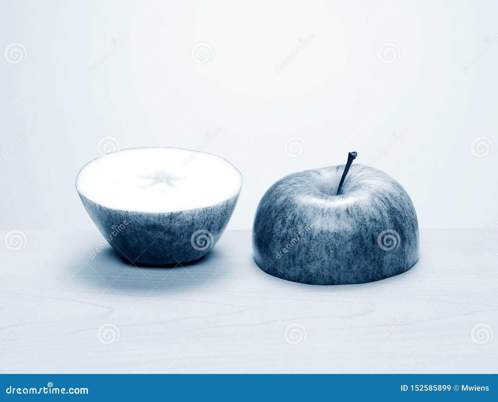 Cut Apple, Top and Bottom Half, Side by Side Stock Image - Image of ...