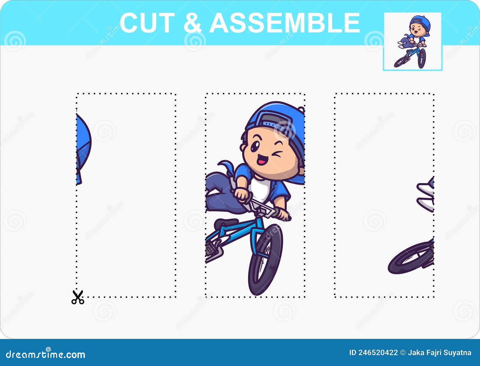 Cut and Assemble Educational Game for Children Printable Sheet Stock ...